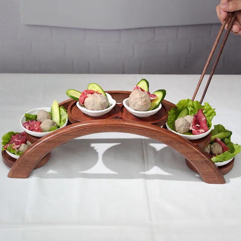 Hotpot Arch Bridge Plate Sushi Bridge Boat Tableware Dessert Wooden Dim ...