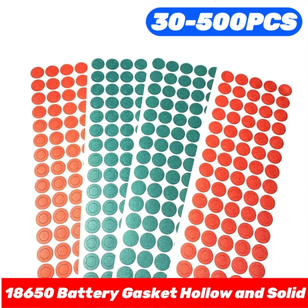 30-500pcs Hollow Solid 18650 Li-ion Battery Insulation Gasket Pack Cell ...