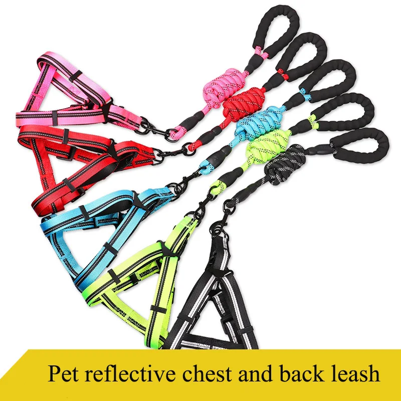 Leash-and-Harness-Set-for-Small-Medium-Dogs-Round-Reflective-Traction ...