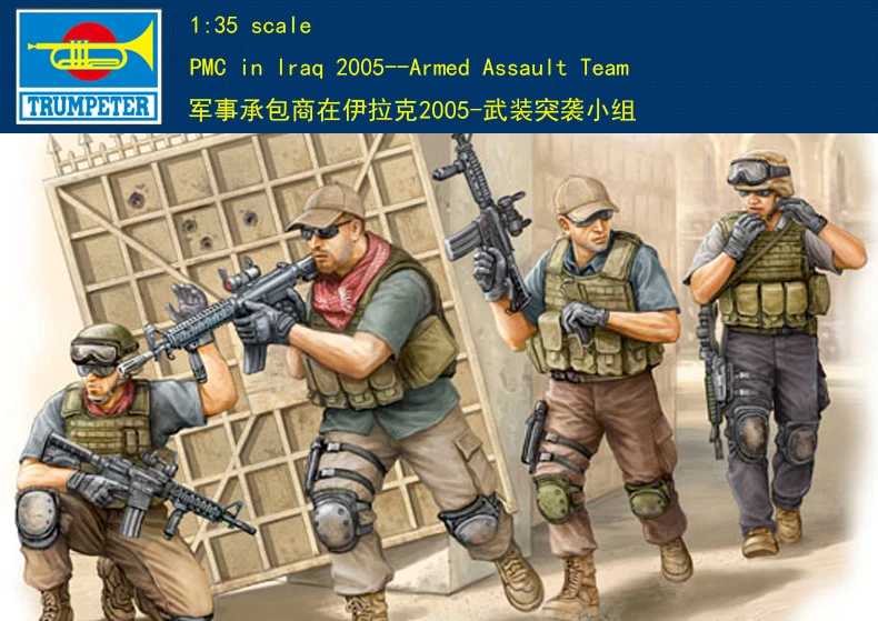 Trumpeter 1/35 00419 Military Figures Pmc In Iraq 2005 "armed Assault Team" Plastic Model Kit ...
