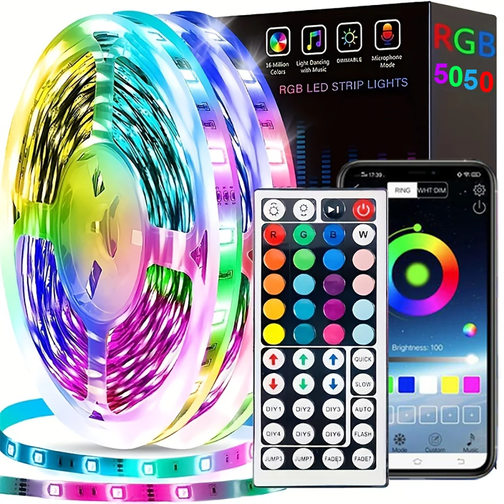 Tira-de-luces-Led-RGB-5050-con-Control-remoto-para-habitaci-n-cinta-de ...