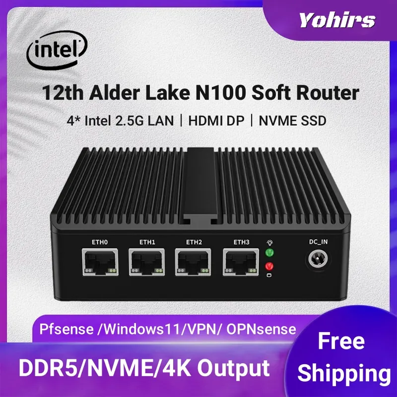 Intel-N100-Fanless-Mini-Industrial-Pc-N5105-4x-2-5G-i226-i225-LAN-DDR5 ...