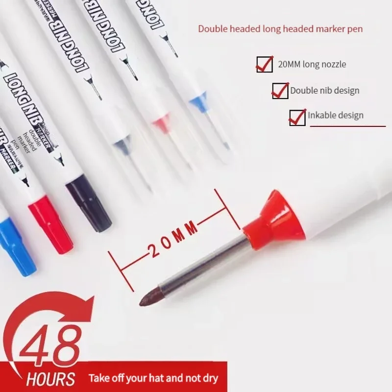 3pcs 20mm Deep Hole Long Nib Head Markers For Metal Perforating Woodworking Decoration Deep Hole