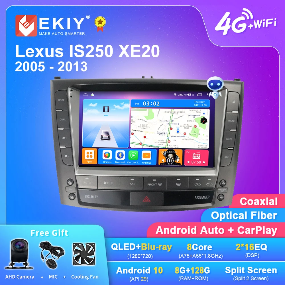 EKIY T7 Android 10 Car Radio For Lexus IS250 XE20 2005 - 2013 Multimedia Video Player Stereo ...