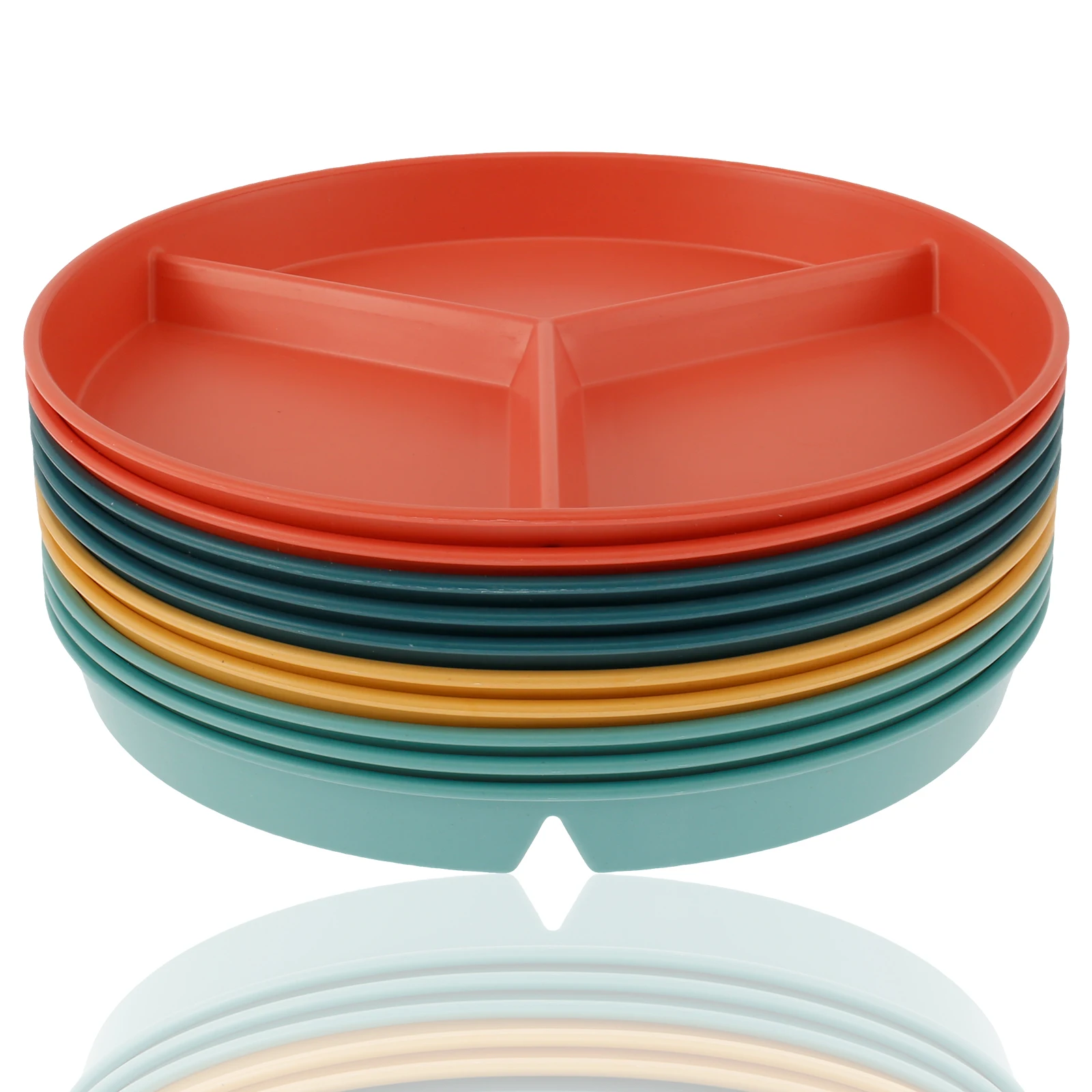 10Pcs-Divided-Dinner-Plates-9-Inch-Unbreakable-Portion-Control-Divided ...
