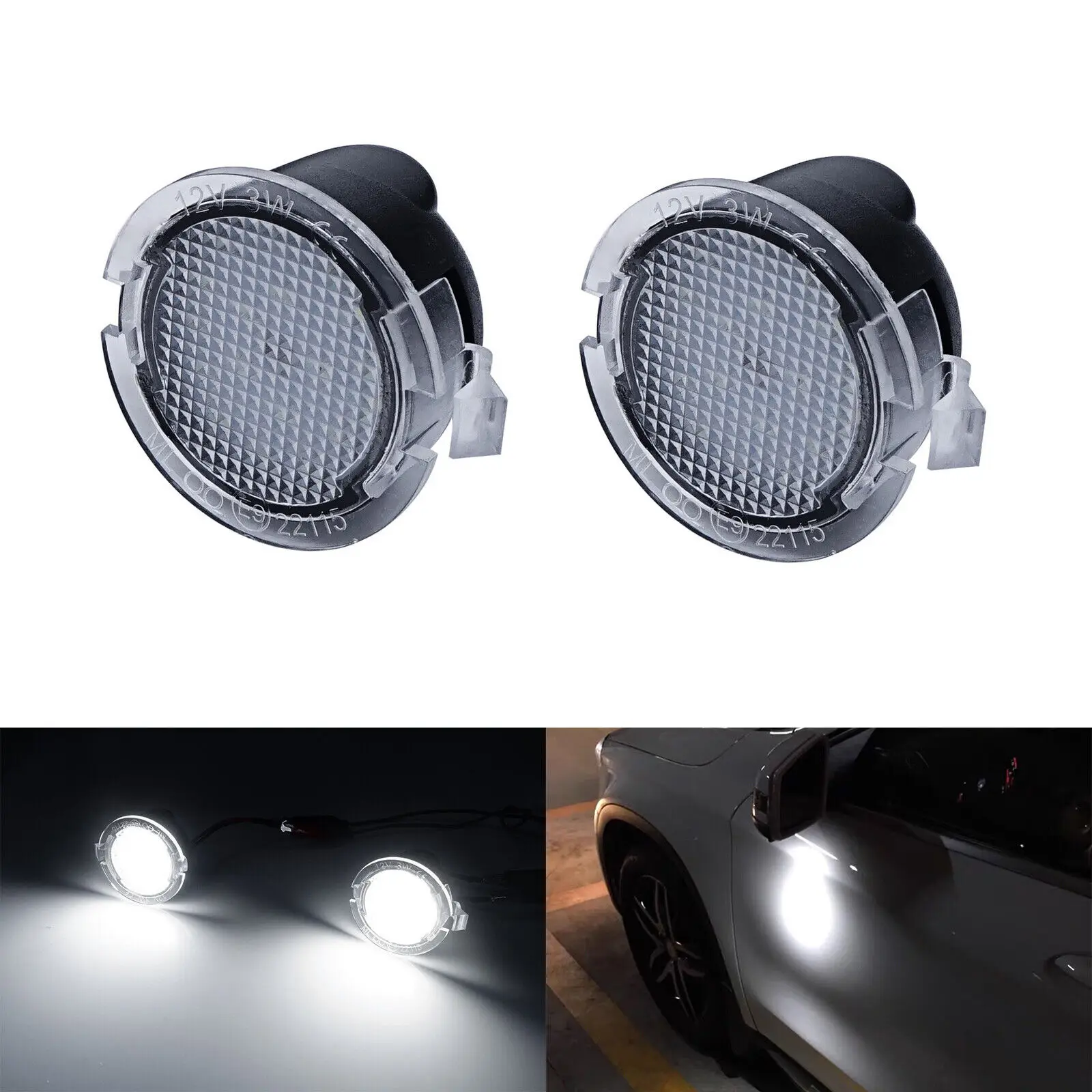 2x LED Side Under Mirror Puddle Light For Ford Mondeo V Fusion Ranger ...