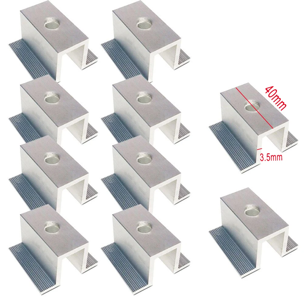 10Pcs-Solar-Middle-Clamp-For-All-Frame-Heights-Dimensions-Aluminum ...