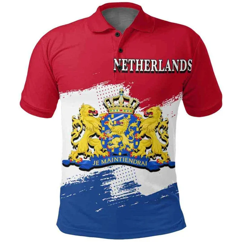 Netherlands 3d Print Flag Polo Shirt For Men National Emblem T-shirts ...