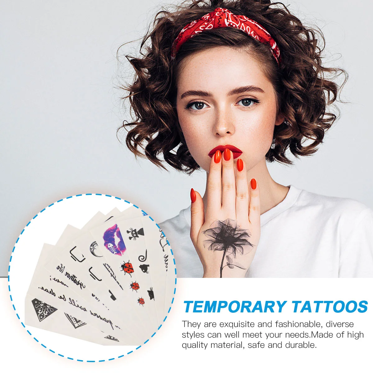 30 Sheets Tattoo Stickers Temporary Realistic Tattoos The Face Costume ...