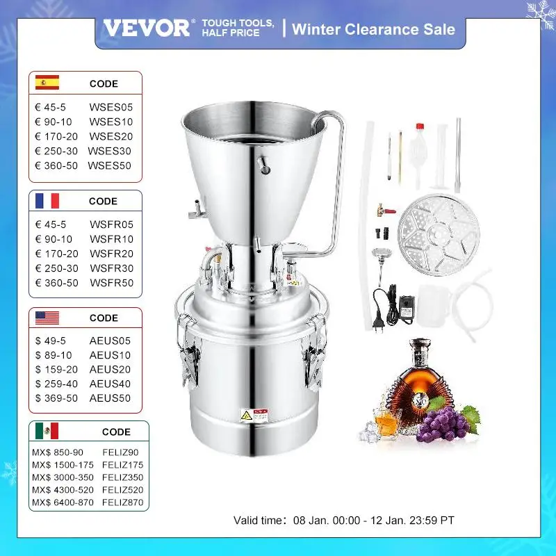 Vevor-70l-Edelstahl-brenner-mit-Wasserpumpe-DIY-Home-Brew-Ethanol-Wein ...