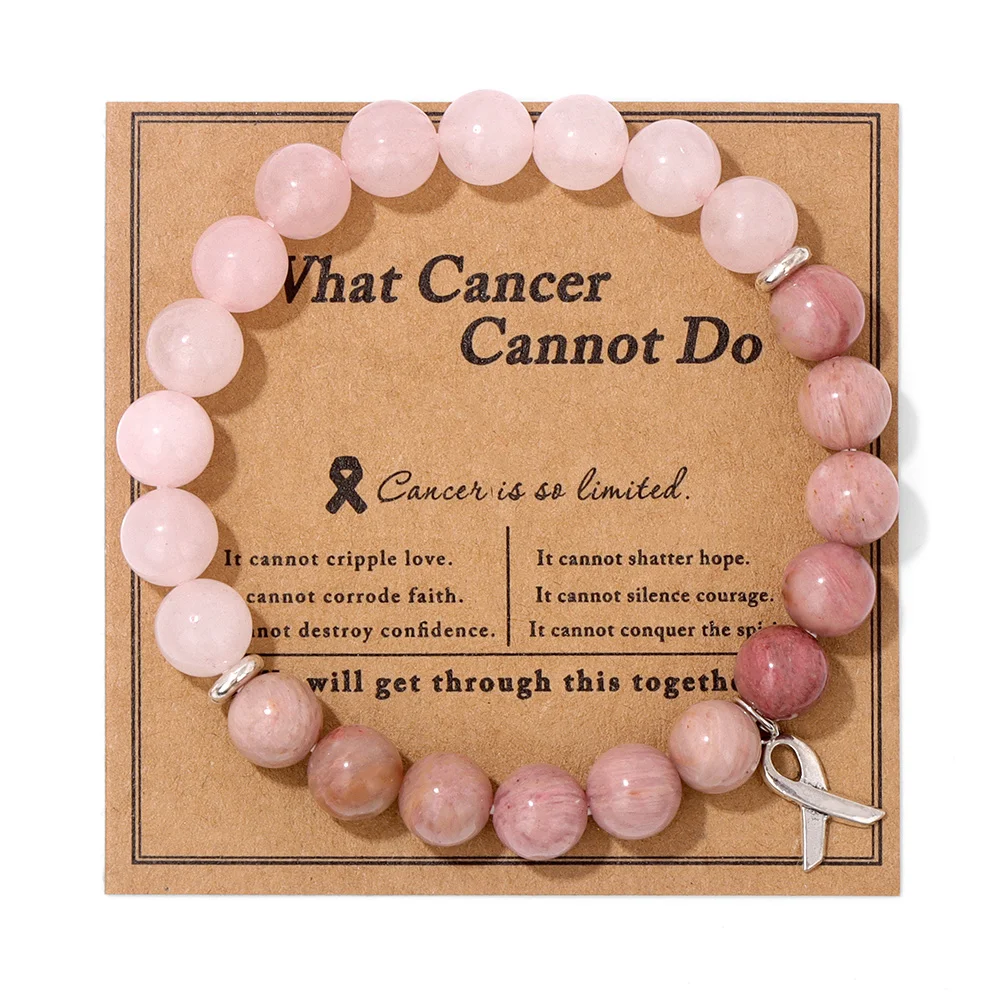 New-Breast-Cancer-Awareness-Bracelet-Jewelry-Natural-Stone-Rose-Quartz ...