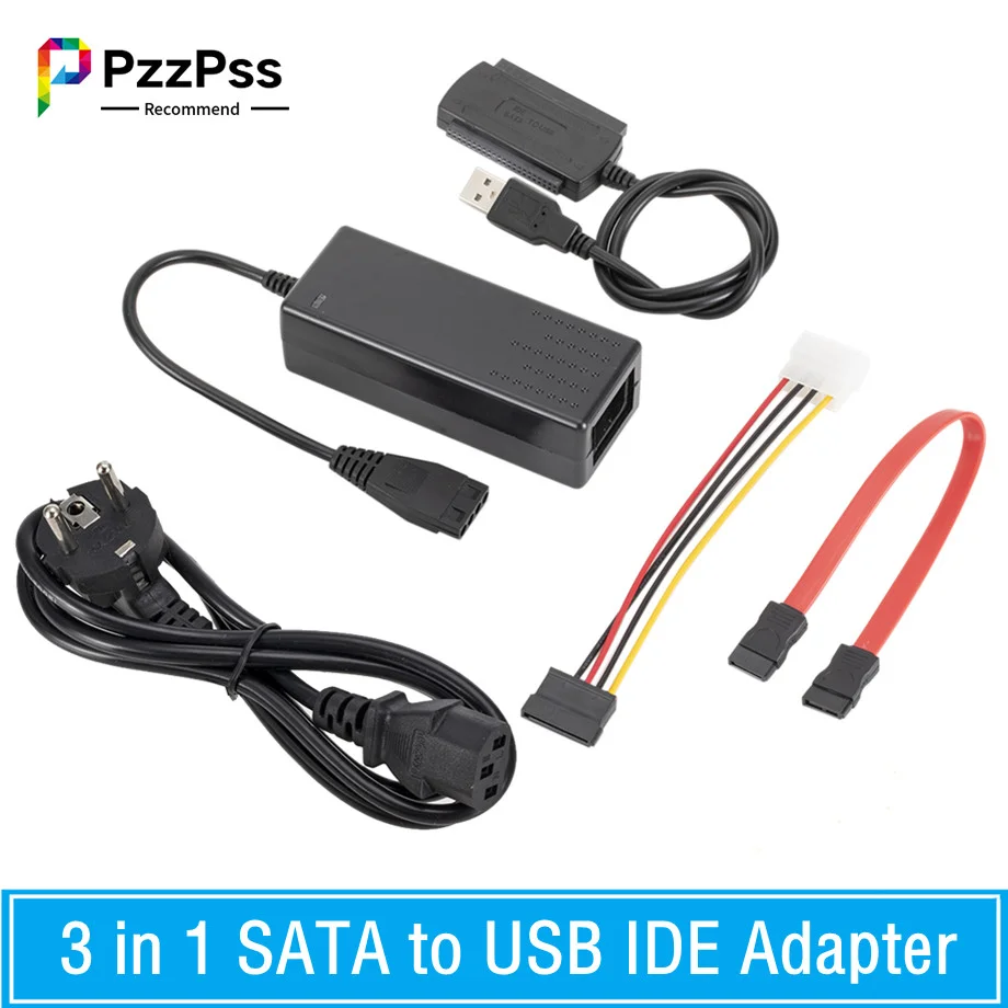 PzzPss-Adaptador 3 en 1 SATA a USB IDE, Cable adaptador USB 2,0 IDE ...