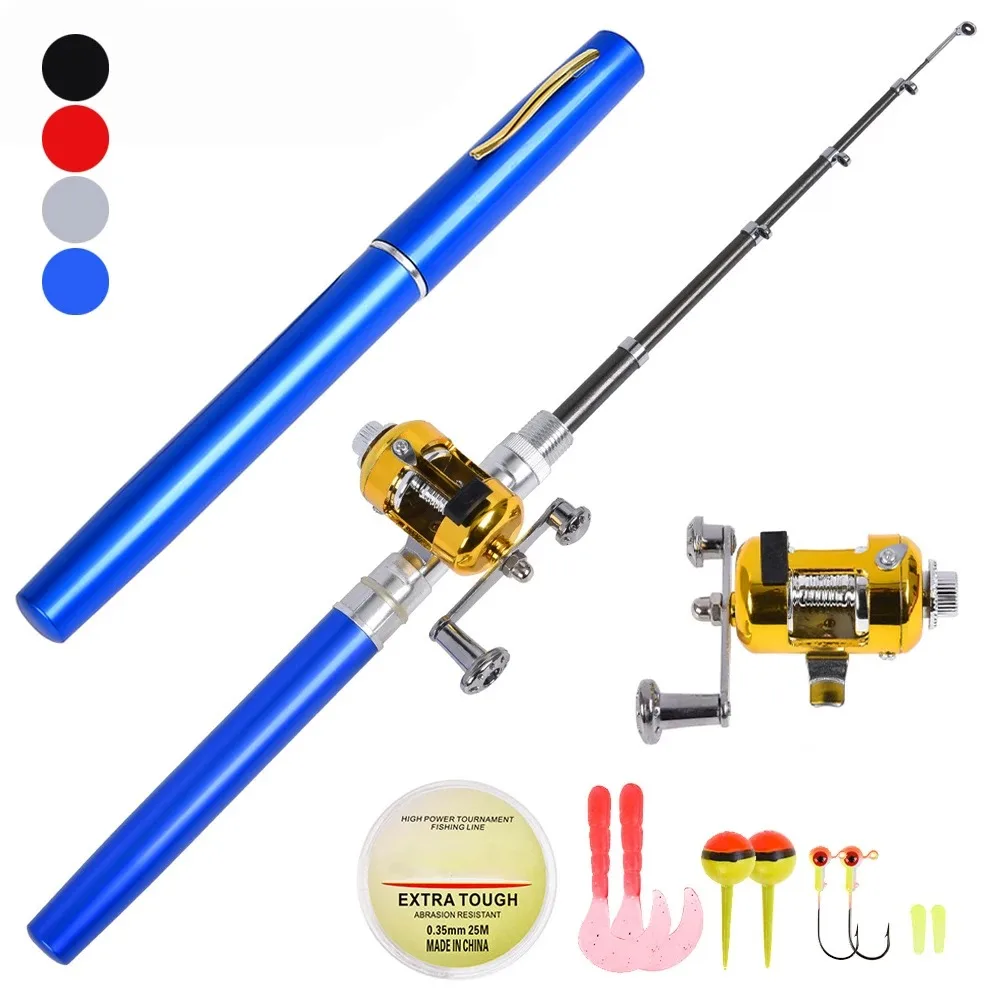 Portable Fishing Rod Pen Shape Pocket Fishing Pole Folded Mini Fish Rod ...