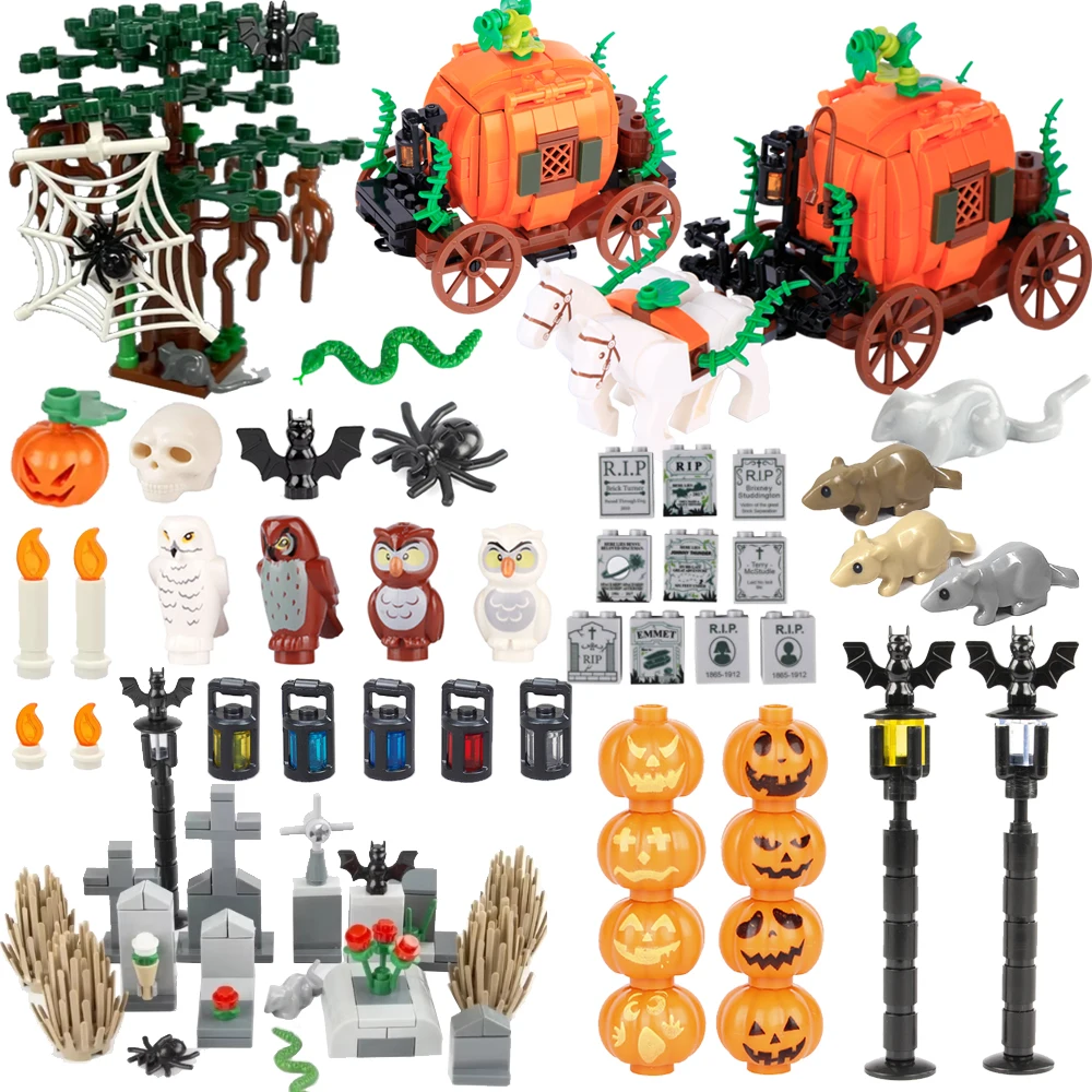 Halloween-Scene-Building-Block-Figure-MOC-Cemetery-Tombstone-Snake ...