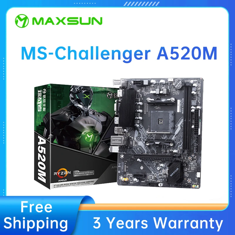 MAXSUN Motherboard AMD A520M RAM DDR4 M.2 USB3.2 STAT 3.0 Support Ryzen ...