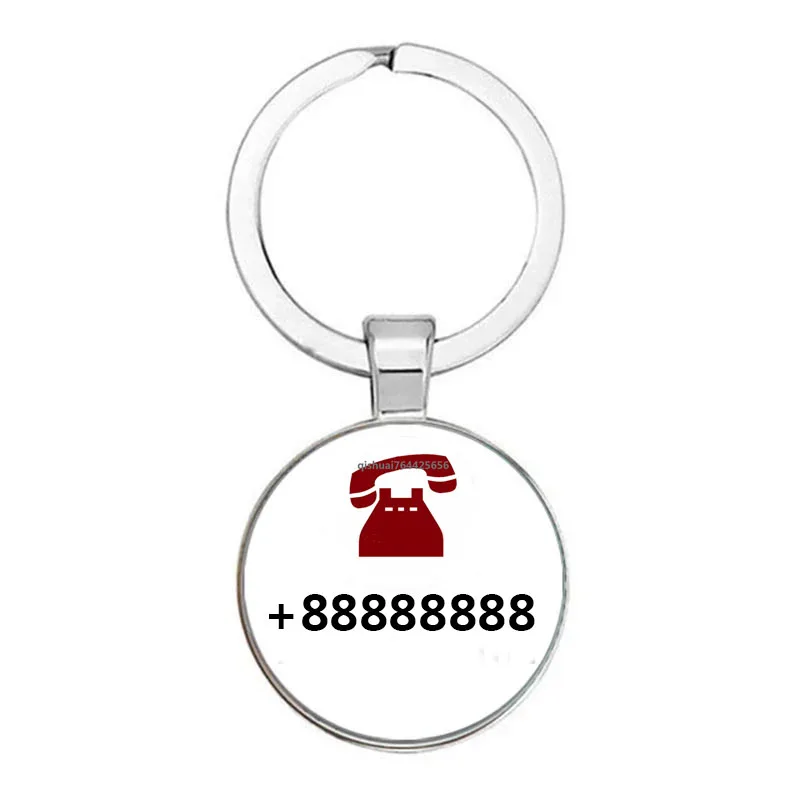 Custom-Phone-Number-Logo-Name-Keychain-Ladies-Mens-Car-Keyrings-Time ...