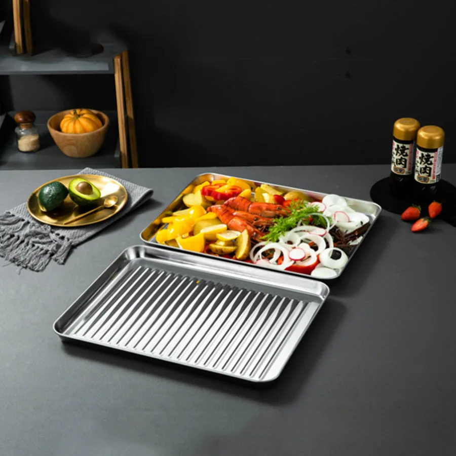 Flat-bottom-304-stainless-steel-baking-tray-cooling-rack-set-grid ...