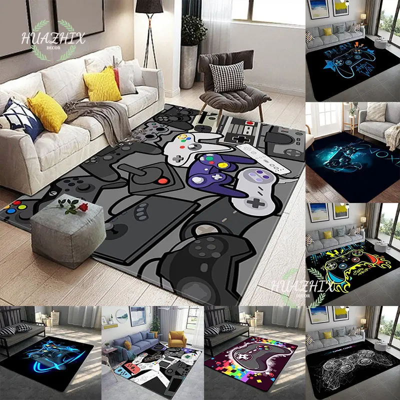 Gamer Controller Carpet Area Rugs Anti Slip Kids Play Mat Floor Flannel ...