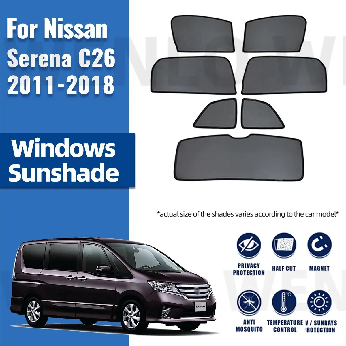 For-Nissan-SERENA-C26-2011-2018-Magnetic-Car-Sunshade-Visor-Front ...