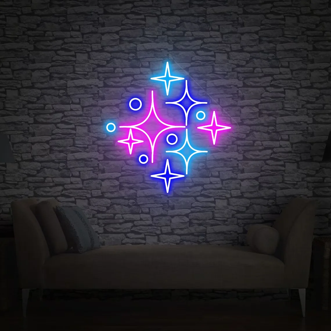 Sparkle Stars Led Neon Sign Kids Room Decor Personalized Gift for ...
