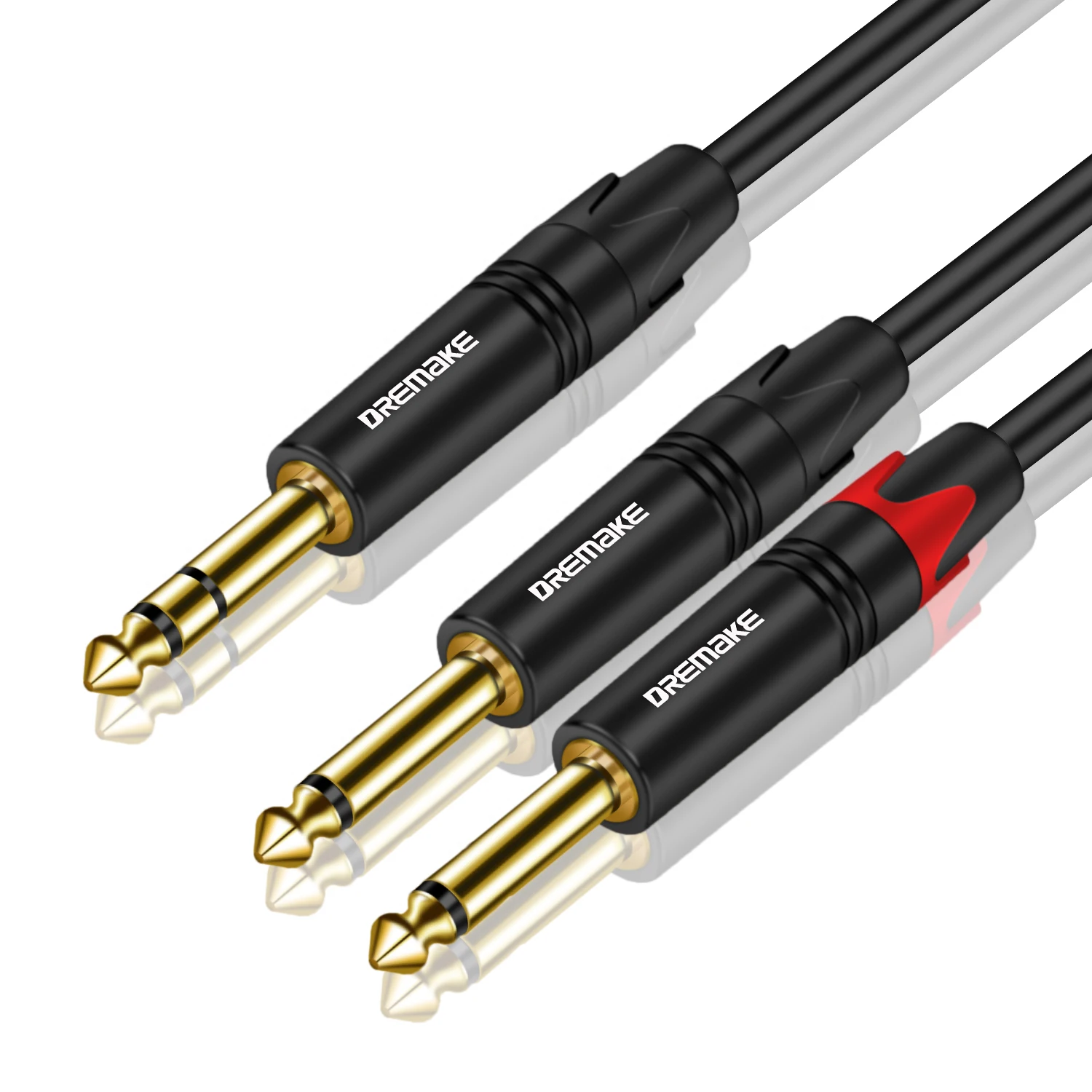 DREMAKE TRS 6.35mm to Double 6.35mm TS Cable 2 Mono 6.5 Jack to 1/4 ...