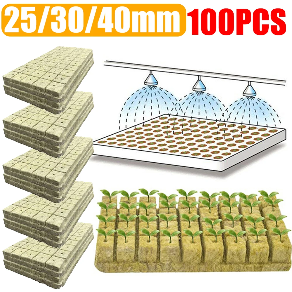 100pcs Stonewool Hydroponic Grow Media Starter Cubes Plant Cubes ...