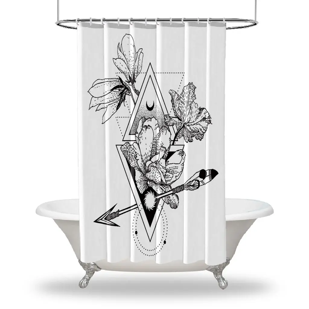 Moon Printed Showers Curtain Waterproof Button Hole Shower Drapes For Your Bathtub Bathroom ...