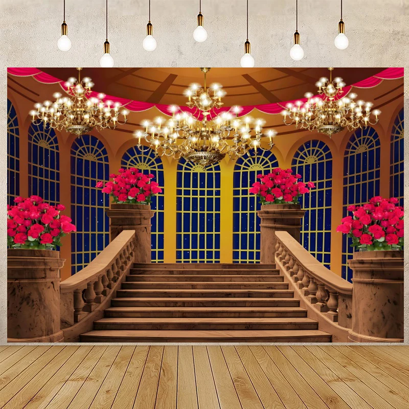 Beauty-Beast-Backdrops-for-Photography-Red-Carpet-Stairs-Party ...