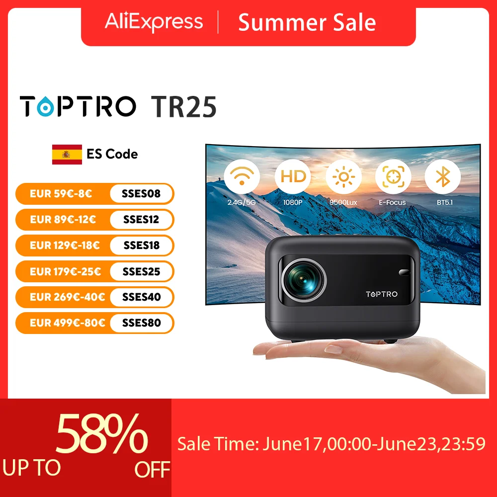 TOPTRO-miniproyector-port-til-TR25-dispositivo-con-WiFi-Bluetooth-9500 ...