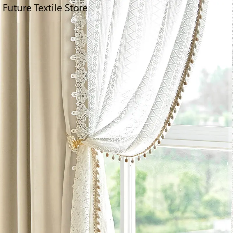Flower-seamless-French-Curtains-for-Living-dining-room-bedroom-retro ...