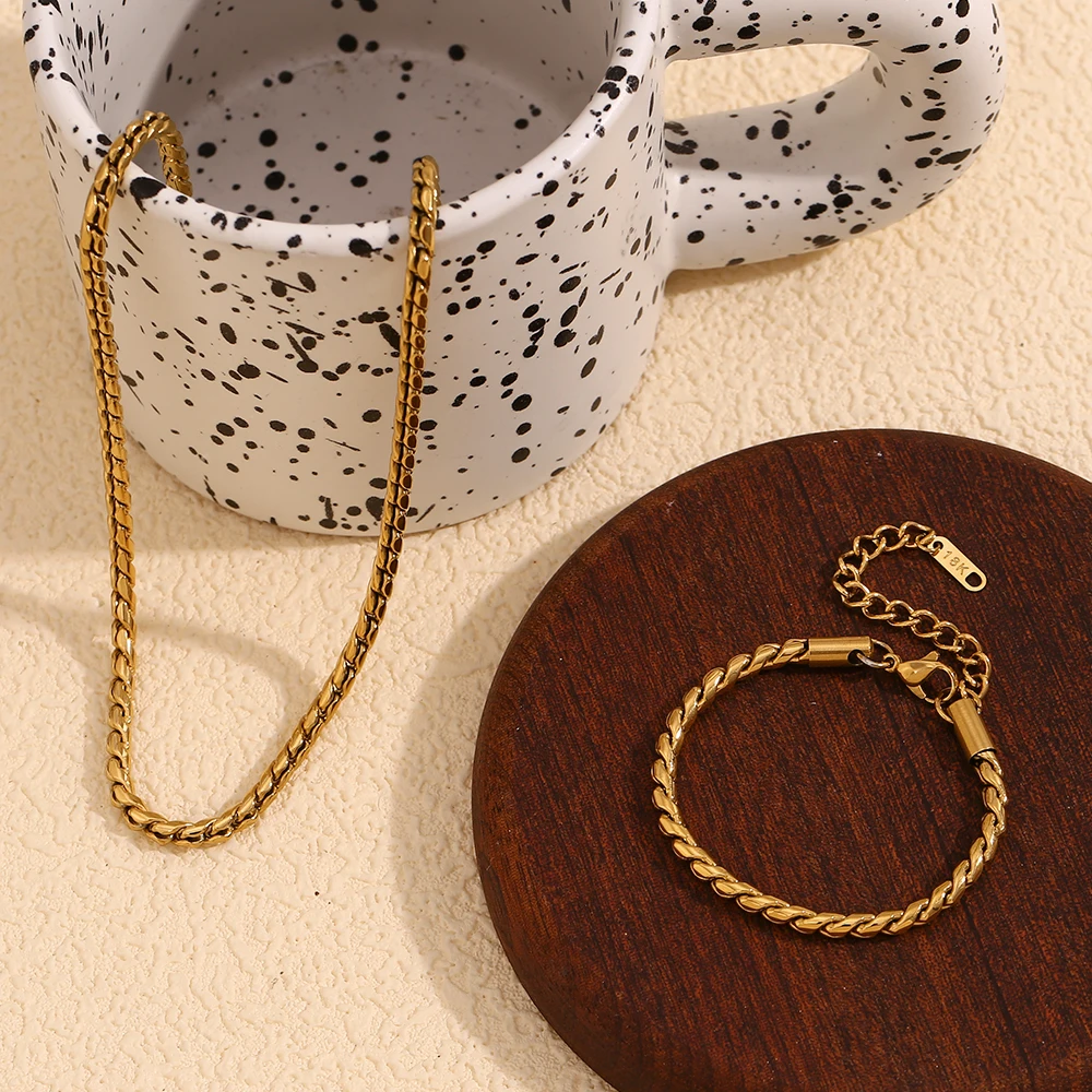 E-B-belle-4mm-Snake-Chain-Necklace-Bracelet-Waterproof-Stainless-Steel ...