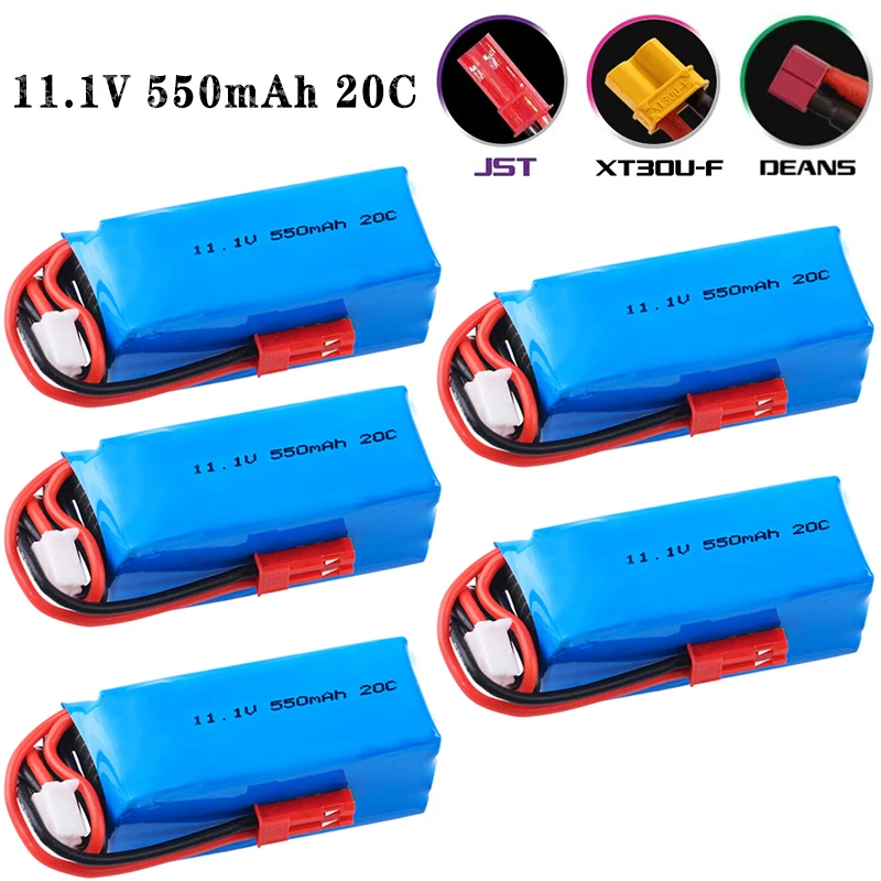 11.1V 550MAH 20C 3S Lithium Battery SU27 JST/T/XT30 Vehicle and ship ...