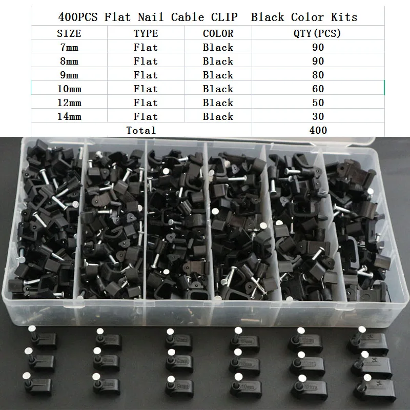 163-400PCS-Round-Circle-Flat-Cable-Clips-7-8-9-10-12-14-16-20MM ...