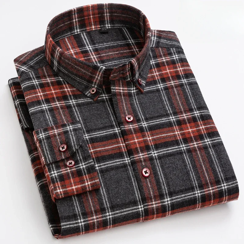 Hight-qulity-100-cotton-sanding-plaid-long-sleeve-shirts-for-men-slim ...