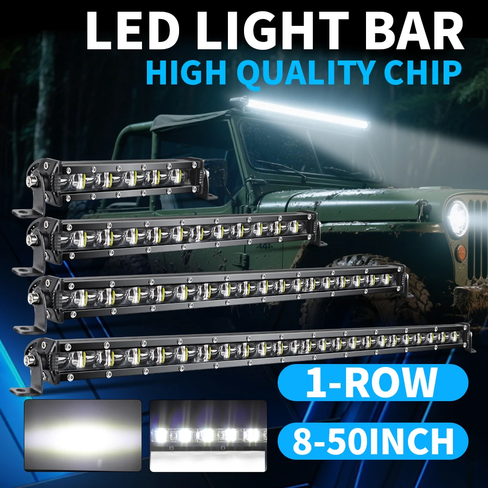 CO LIGHT New Slim Led Bar Offroad 50" Single Row 80000LM Flood Spot ...