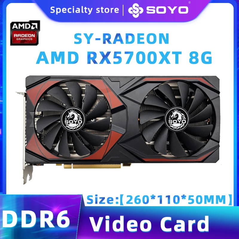 SOYO AMD Radeon RX5700XT RX580 5500XT 6600XT 6600M GDDR6 비디오 메모리 그래픽 카드 ...