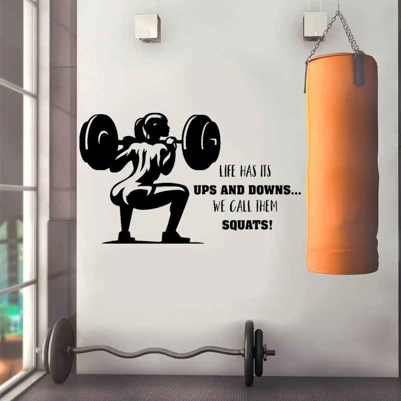 Squat Girl Quotes Squat Girl Gym Wall Decal Fitness Quotes Women Decor