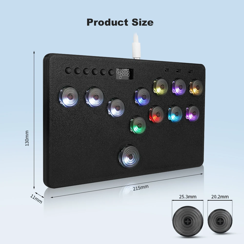 Flatbox-LED-Pro-Fight-Stick-Hitbox-Fighting-Game-Controller-For-PC-With ...