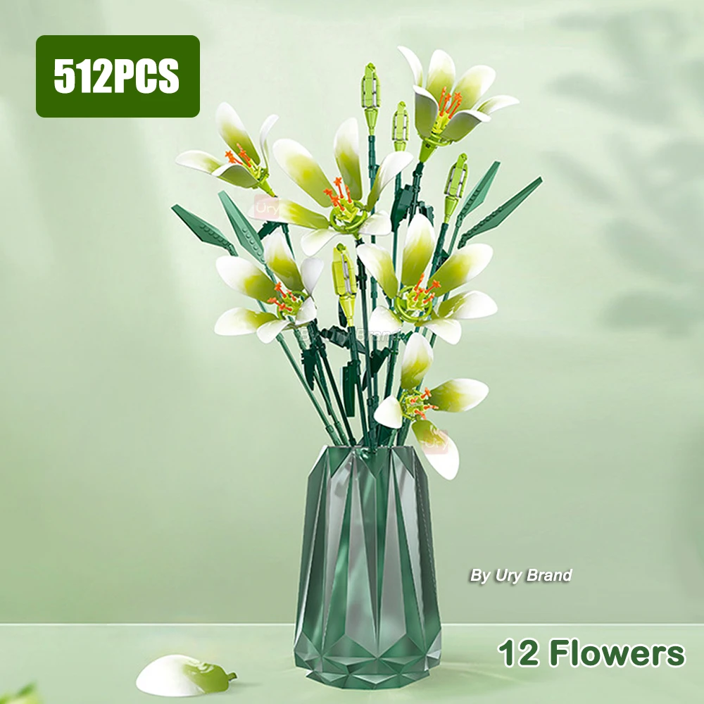 MOC-12-Flowers-Lily-Bouquet-Set-3D-Model-Plant-Friends-Building-Blocks ...