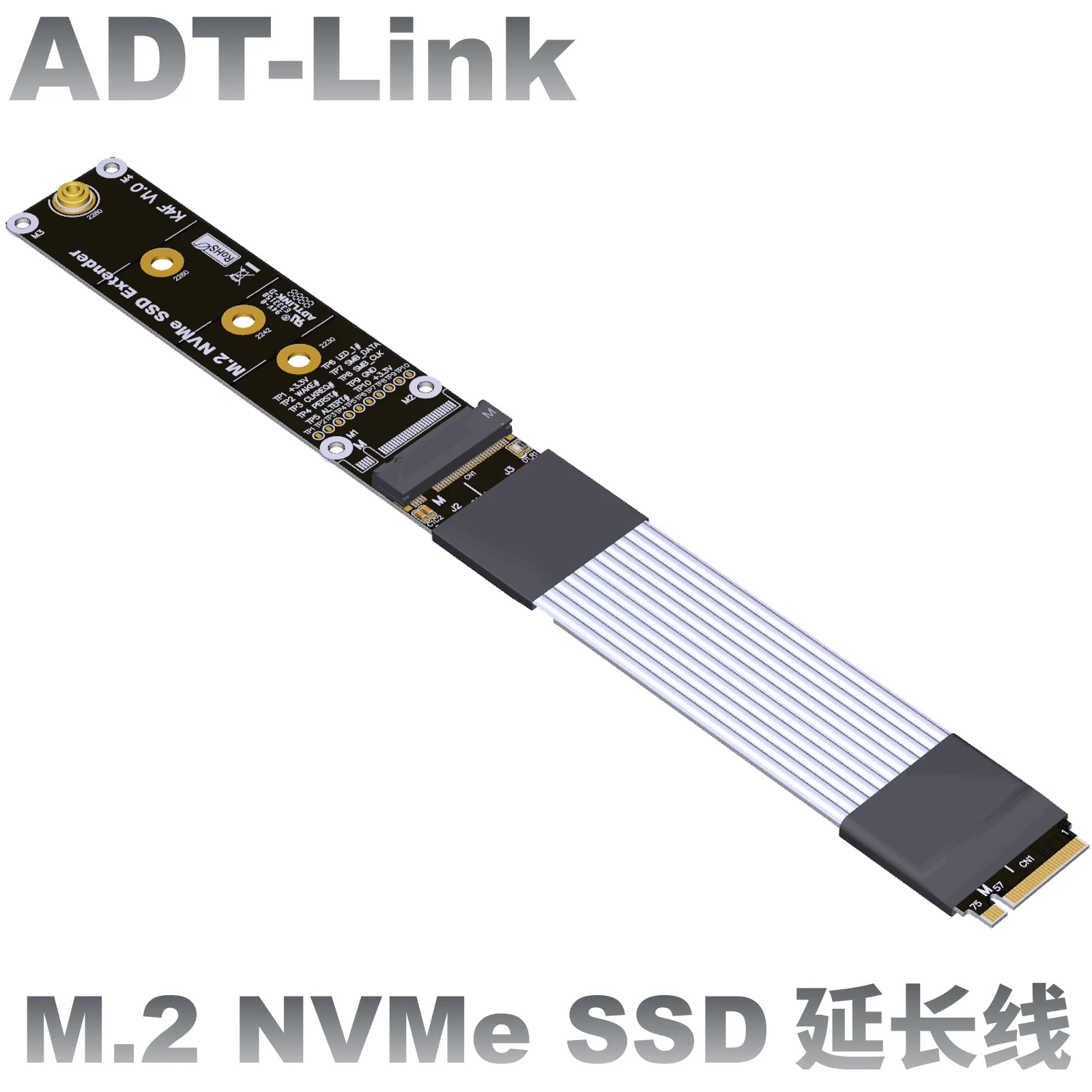 Riser M.2 NVMe SSD Ribbon Extension Cable Solid Drive Riser Card M.2 To ...