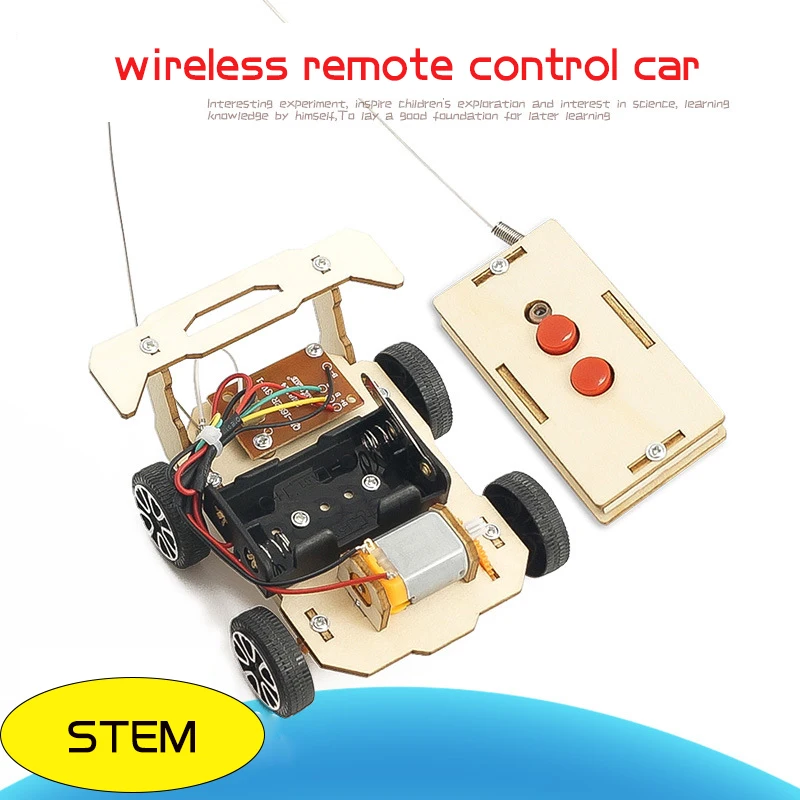 Kids Diy Solar Remote Control Car Wooden Car Model Assembly Stem ...