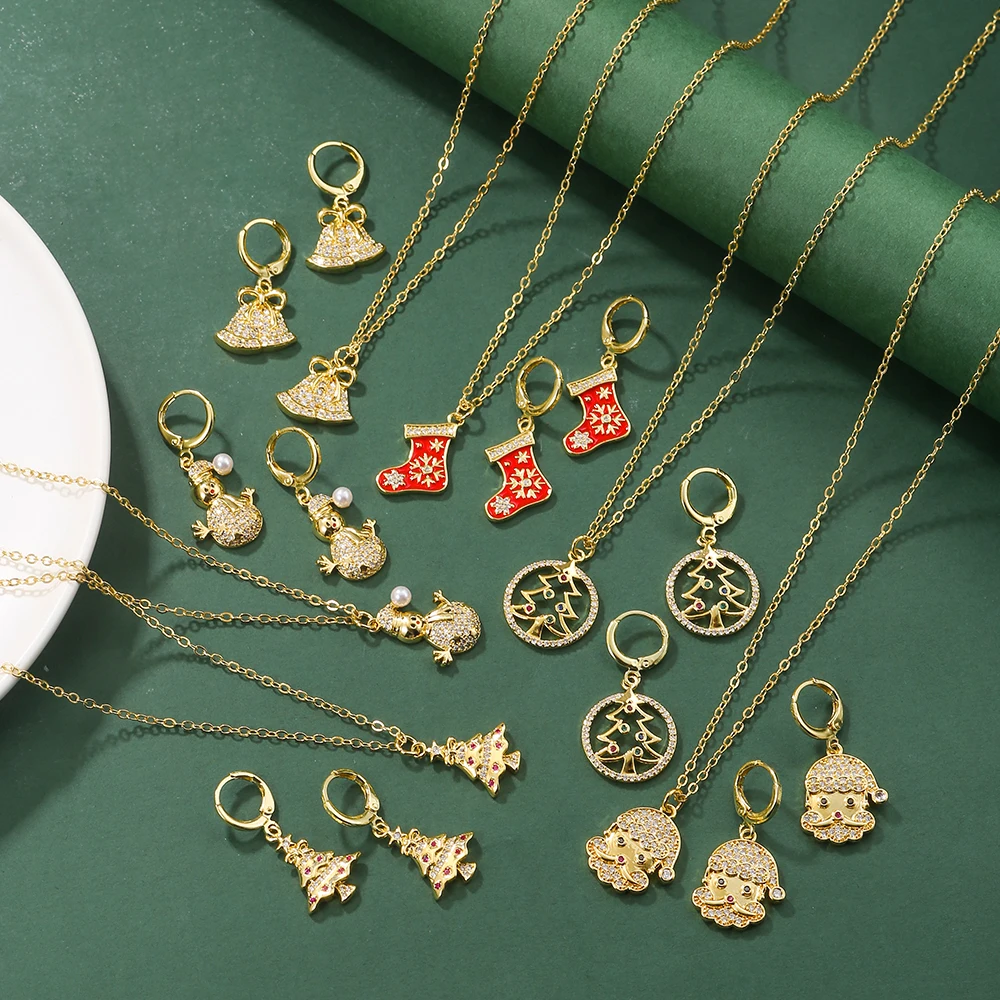 New-Year-Christmas-Boot-Tree-Snowman-Santa-Claus-Necklace-Earring-Sets ...