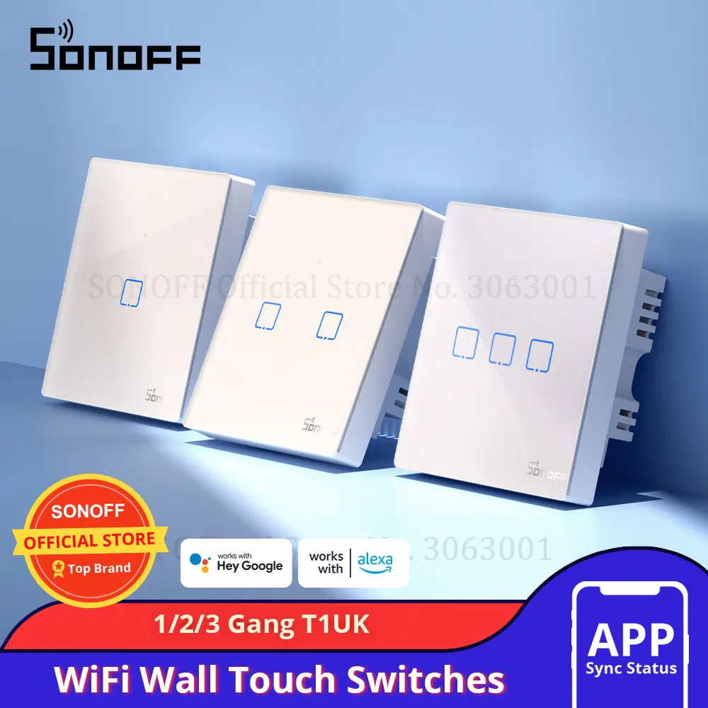 Sonoff-مفتاح إضاءة ذكي يعمل باللمس T1 UK 86 ، مقبس حائط ذكي ، متوافق مع WiFi/RF/APP/التحكم ...