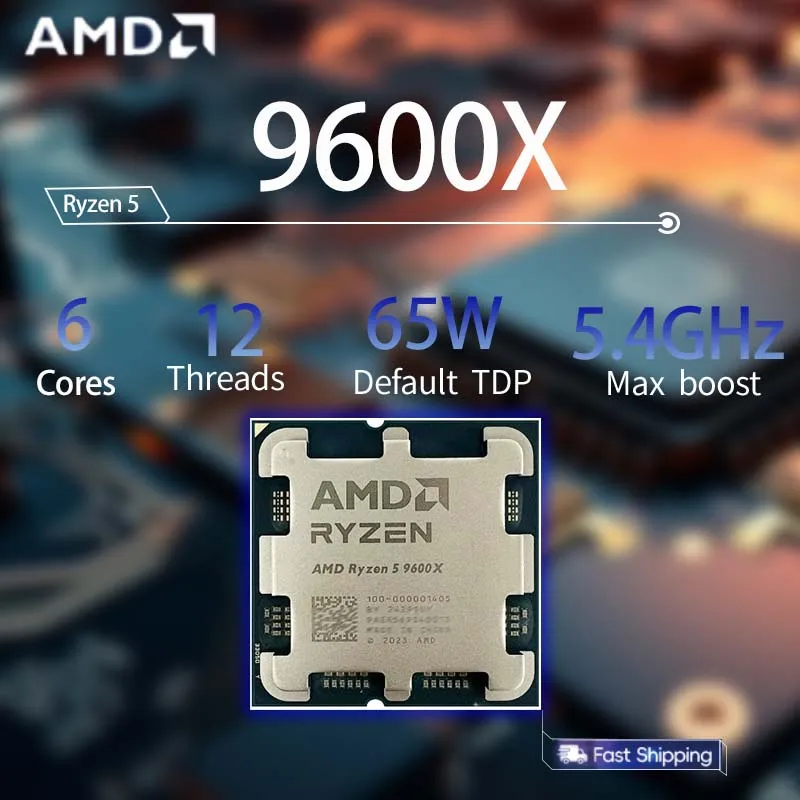 AMD Ryzen 5 9600x 5.4GHz Processor 6-Core 12-Thread R5 9600X Integrated ...