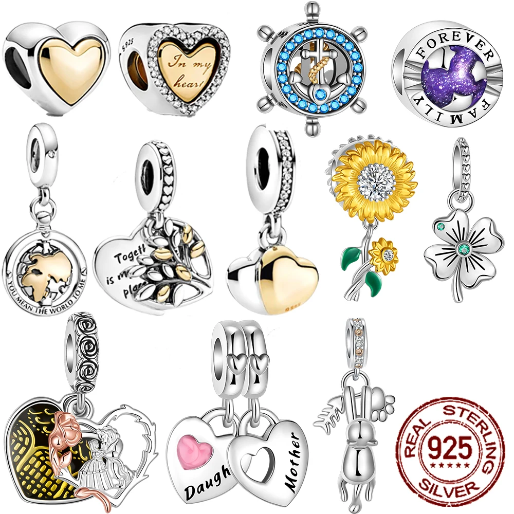 925-Sterling-Silver-Flower-Love-Tree-Positioning-Buckle-Charm-Fit ...
