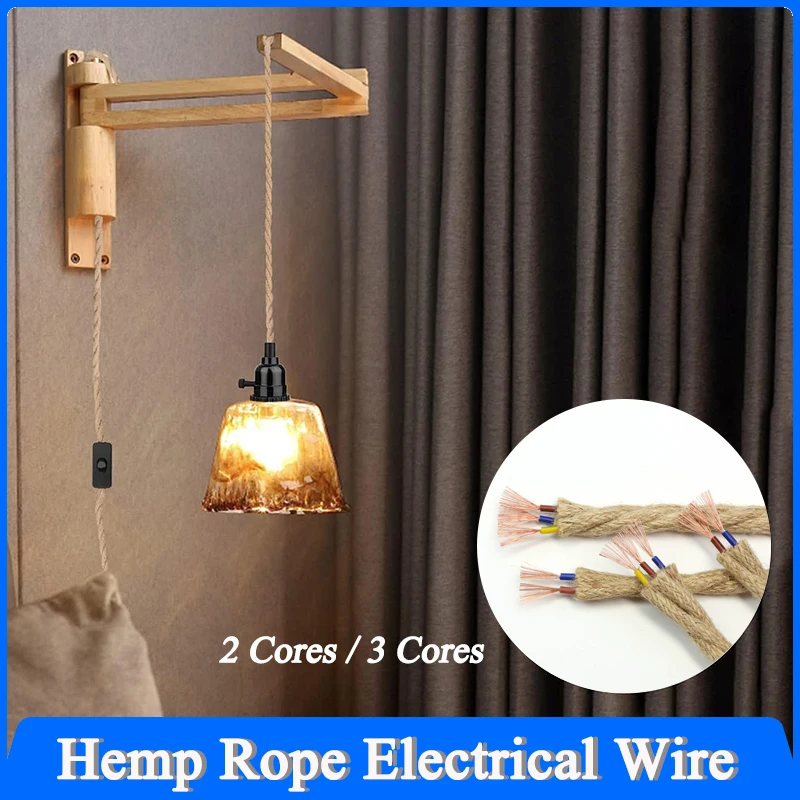 2Core 3Core Twisted Cable Hemp Rope Electrical Wire 0.5/0.75mm² Retro ...