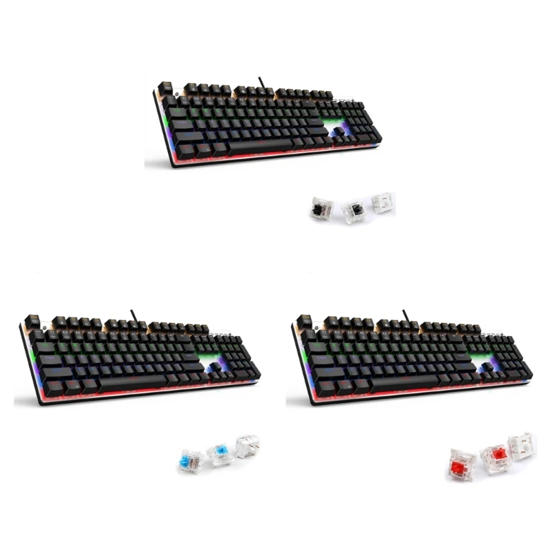 104-Key-Keyboard-Gaming-Mechanical-Keyboards-RGB-Backlit-USB-PC-Keypad ...