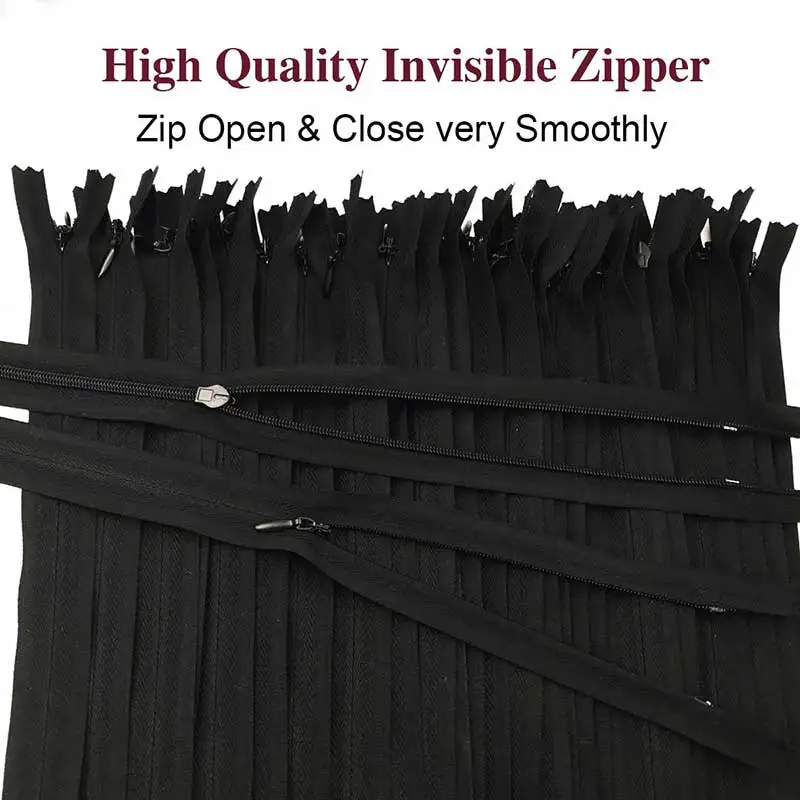 Zipper Invisible Sewing Black | Black Invisible Zipper Coil | Invisible ...