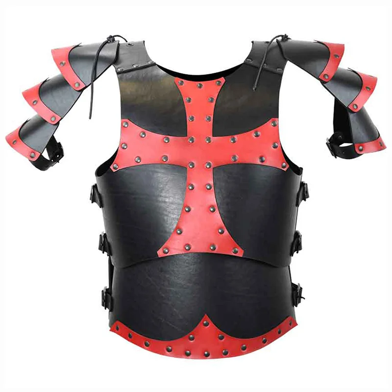 Medieval Crusader Knights Templar Cosplay Costume PU Leather Body Chest ...