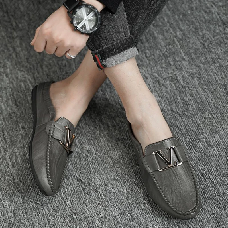 Indoor Slip-resistant Walk Around Home House Shoes Leather Slippers for ...